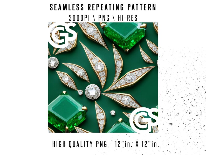 Seamless PNG Emeralds and Diamonds Seamless Pattern - Etsy