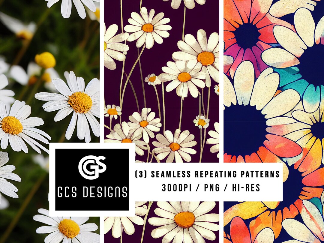 Digital Paper Colorful Daisies - Seamless Pattern Repeating Design File ...