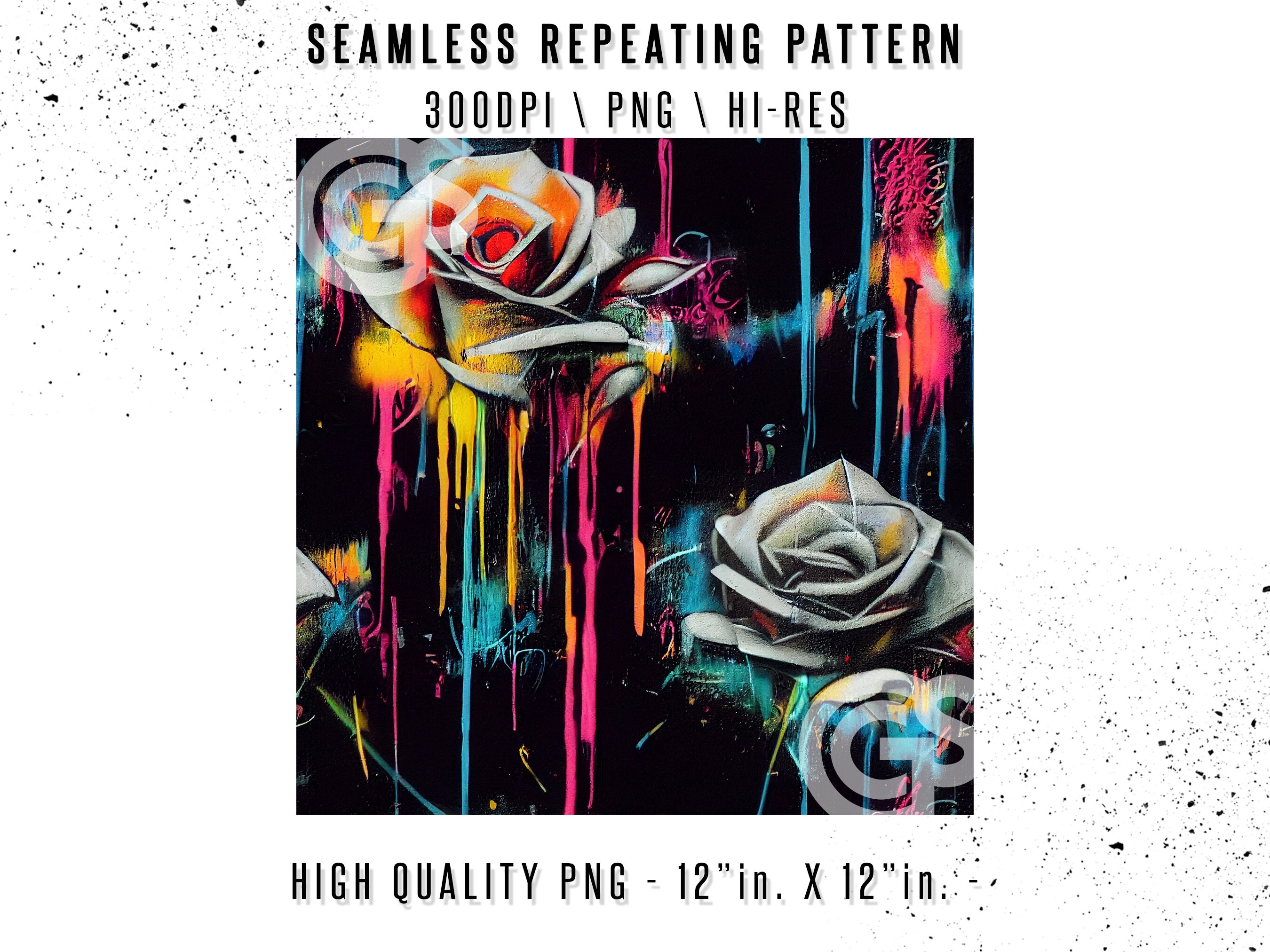 Seamless PNG Graffiti Roses - Seamless Pattern Repeating Design File ...