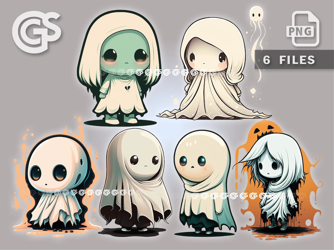 Cute Chibi Ghosts Bundle (6) PNG, Twitch Emotes, Graphic T-shirt ...