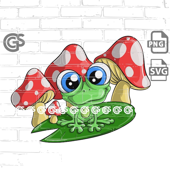 Cute Frog W/ Shrooms SVG PNG Graphic T-shirt Digital - Etsy