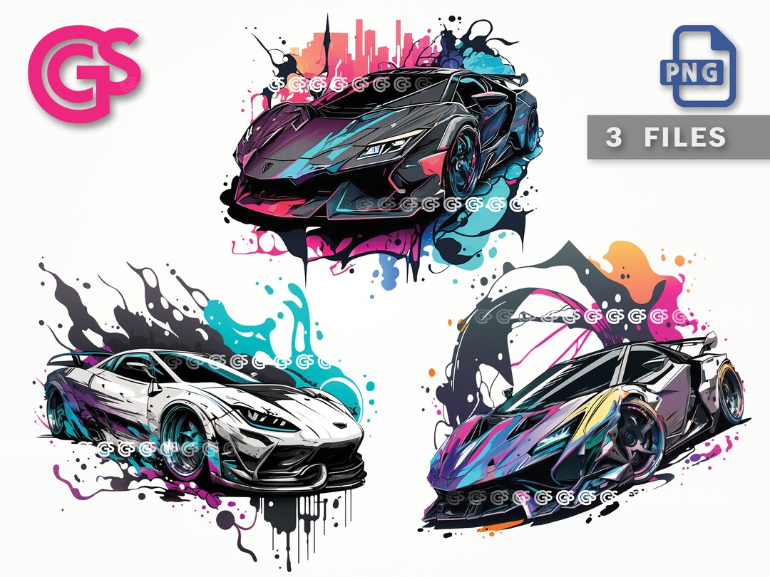 Cool Supercar Bundle (3) PNG | Fast Cars Graphic T-shirt Digital File ...