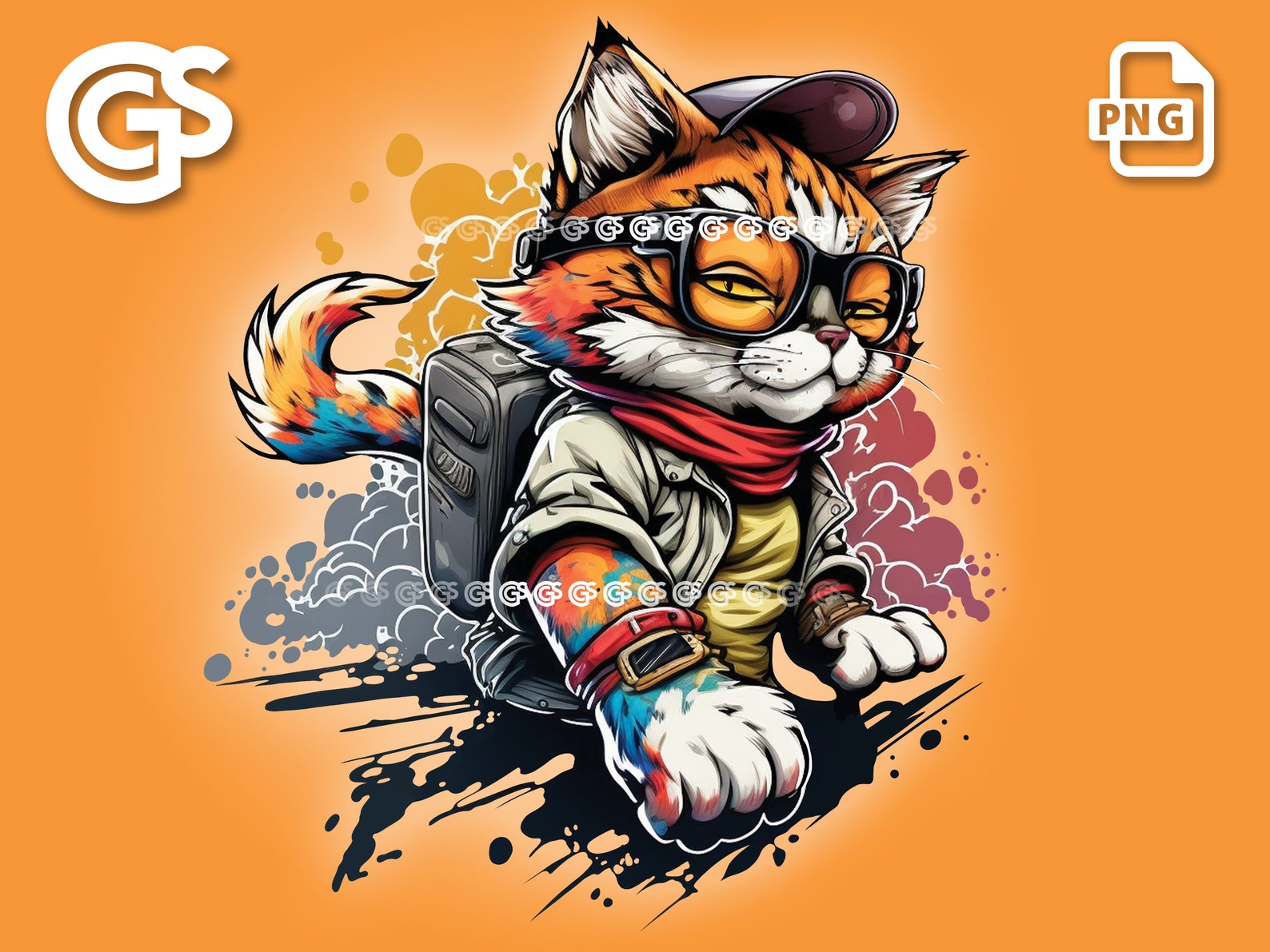 Cool Graffiti Cats Bundle (3) PNG - Kitten T-shirt Sticker Digital File ...