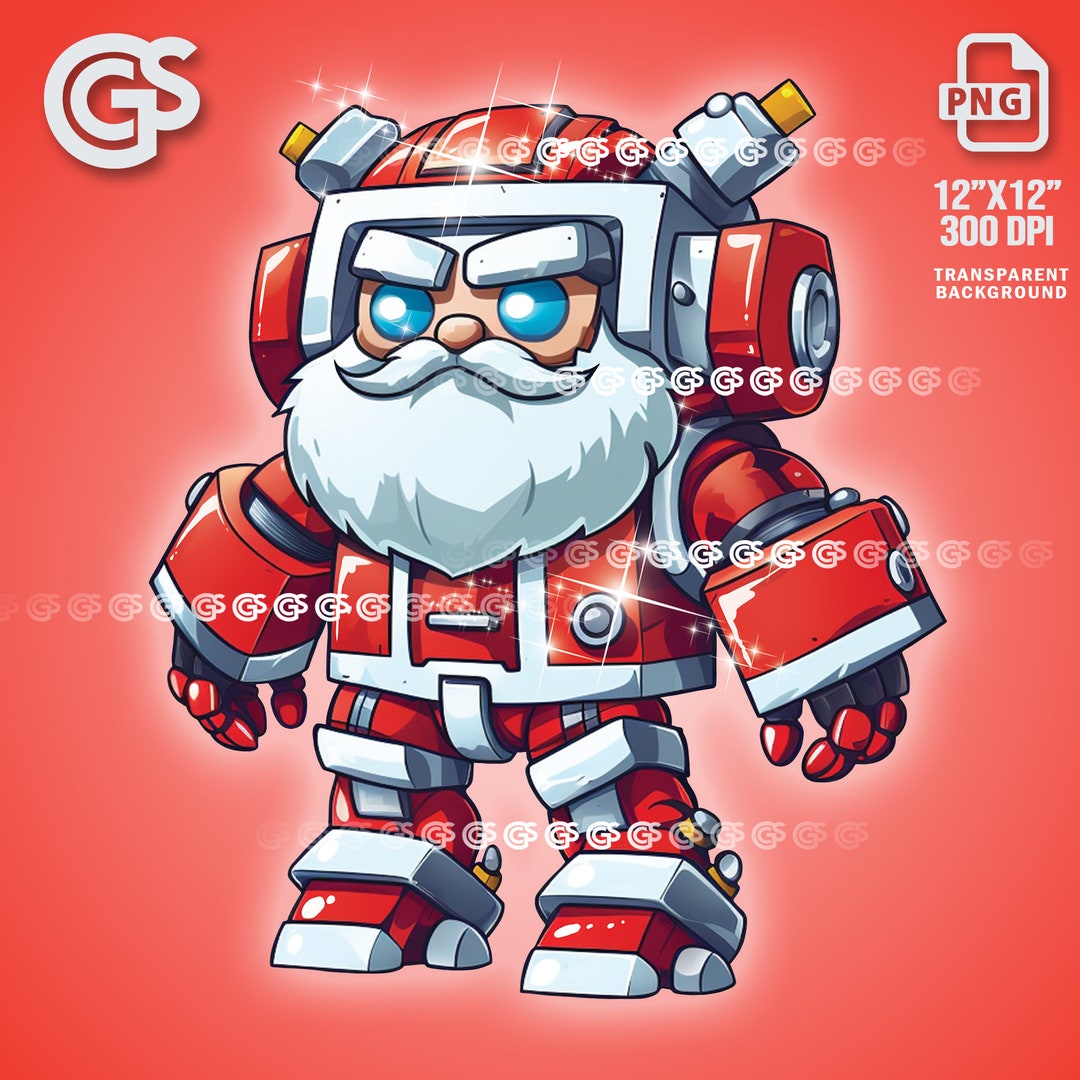 Little Robot Santa Claus PNG - Christmas Digital T-shirt Santa's Mech ...