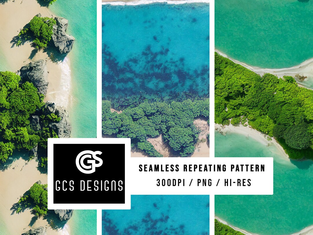 Digital Paper Tropical Beach - (3) Seamless Pattern Repeating Design ...