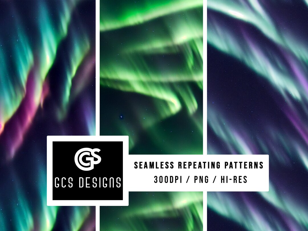 Digital Paper PNG Northern Lights - (3) Seamless Pattern Repeating ...