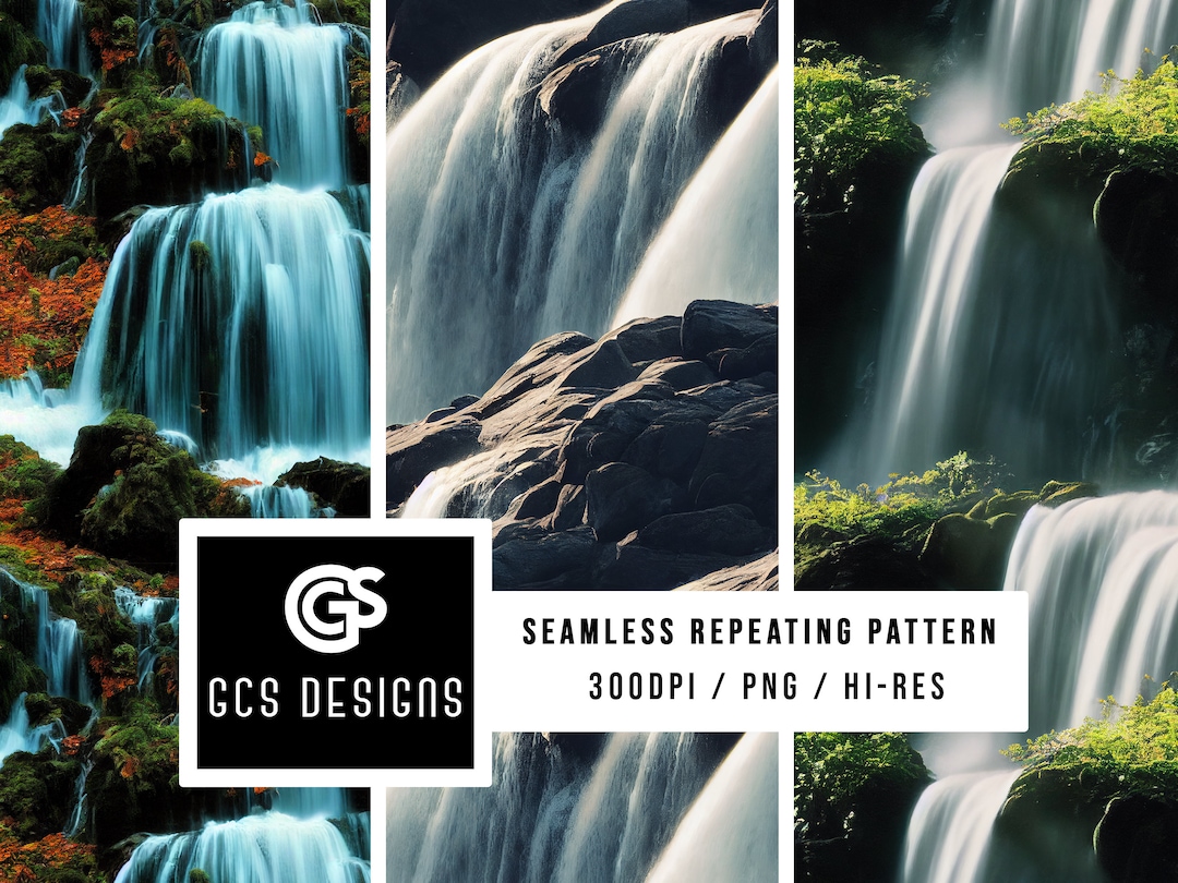 Digital Paper Waterfalls - (3) Seamless Pattern Repeating Design File ...