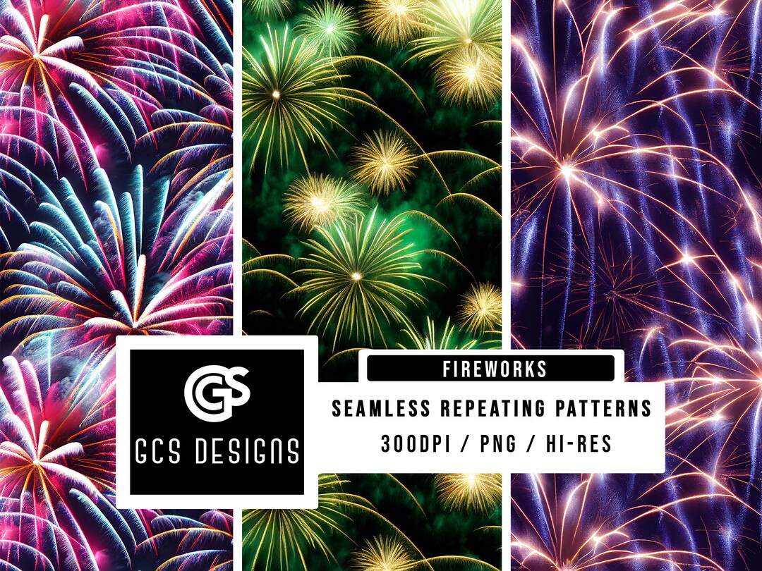 Digital Paper PNG Fireworks - Seamless Pattern Repeating Design File ...