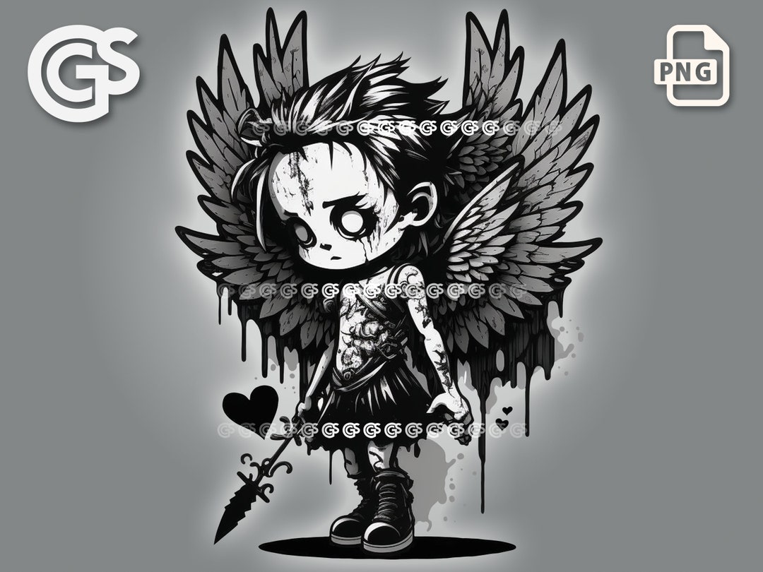 Goth Cupid - PNG Graffiti Valentine's Day T-shirt Design, Heart Love ...