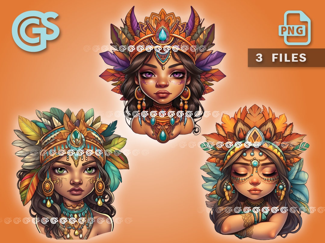 Aztec Princess Bundle (3) PNG | Mexican Girl Tshirt Sticker Digital ...