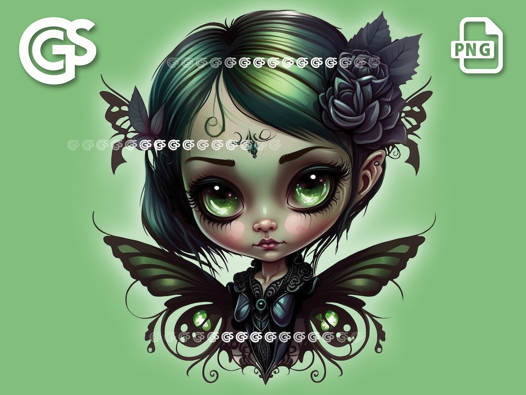 Cute Goth Fairy PNG | Goth T-shirt Sticker Digital File, Fairy Wings ...