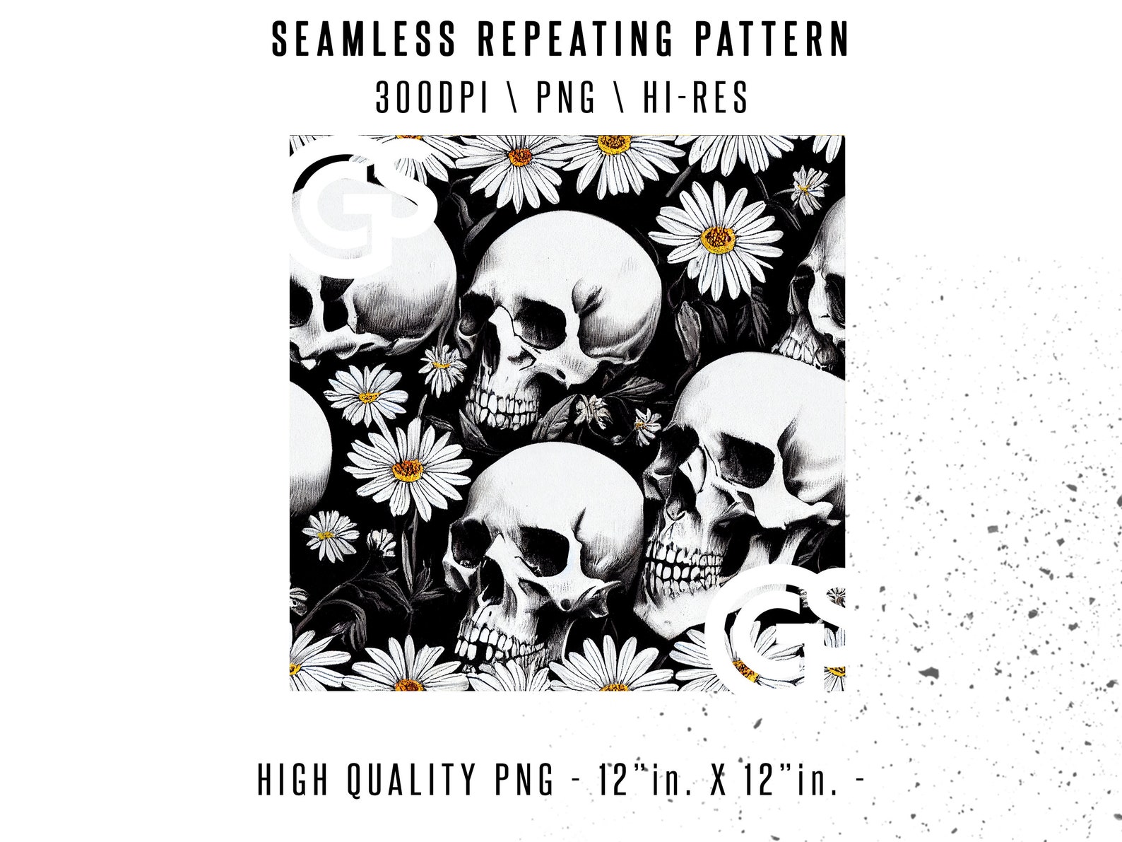 Digital Paper Skulls and Flowers 5 Seamless Pattern - Etsy