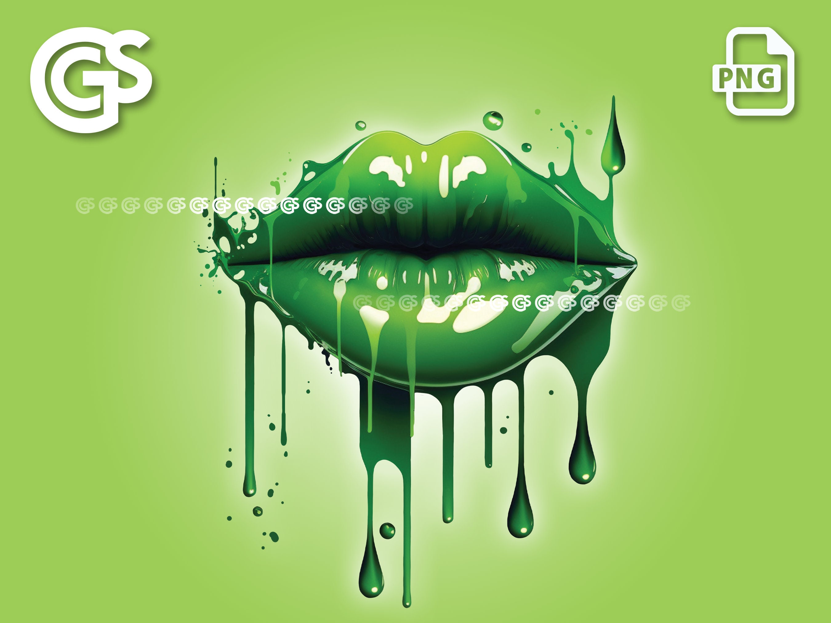 Sexy Green Lips PNG | Dripping Graphic T-shirt Digital File, Graffiti ...