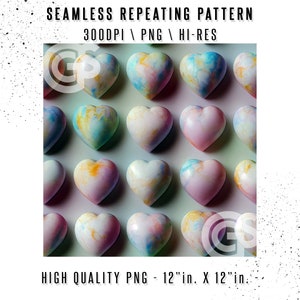 Digital Paper PNG Marble Hearts - (3) Seamless Pattern Repeating Design ...