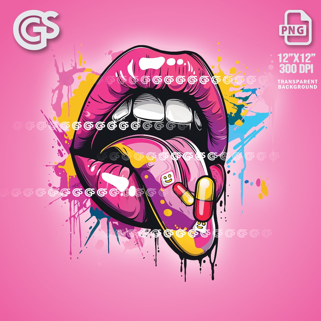 Pills on Tongue PNG Rave Dance, Pill Popper Acid Tab, Club Party Shirt ...