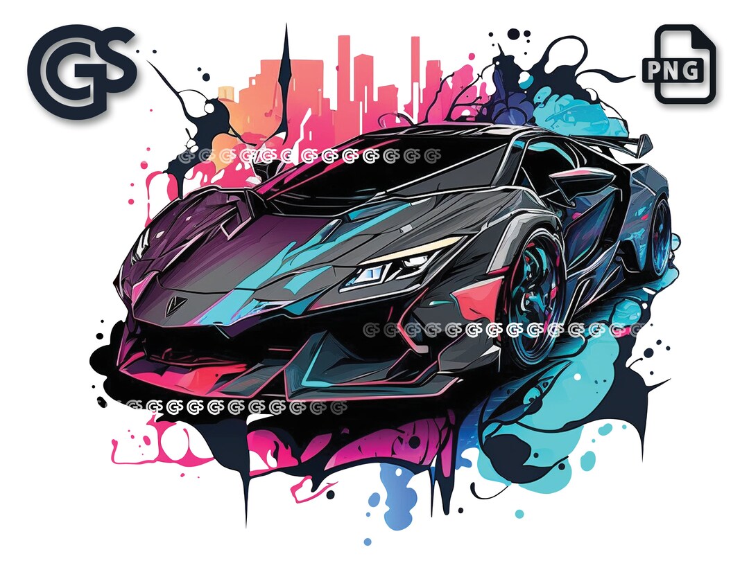 Colorful Supercar PNG | Fast Cars Graphic T-shirt Digital File ...
