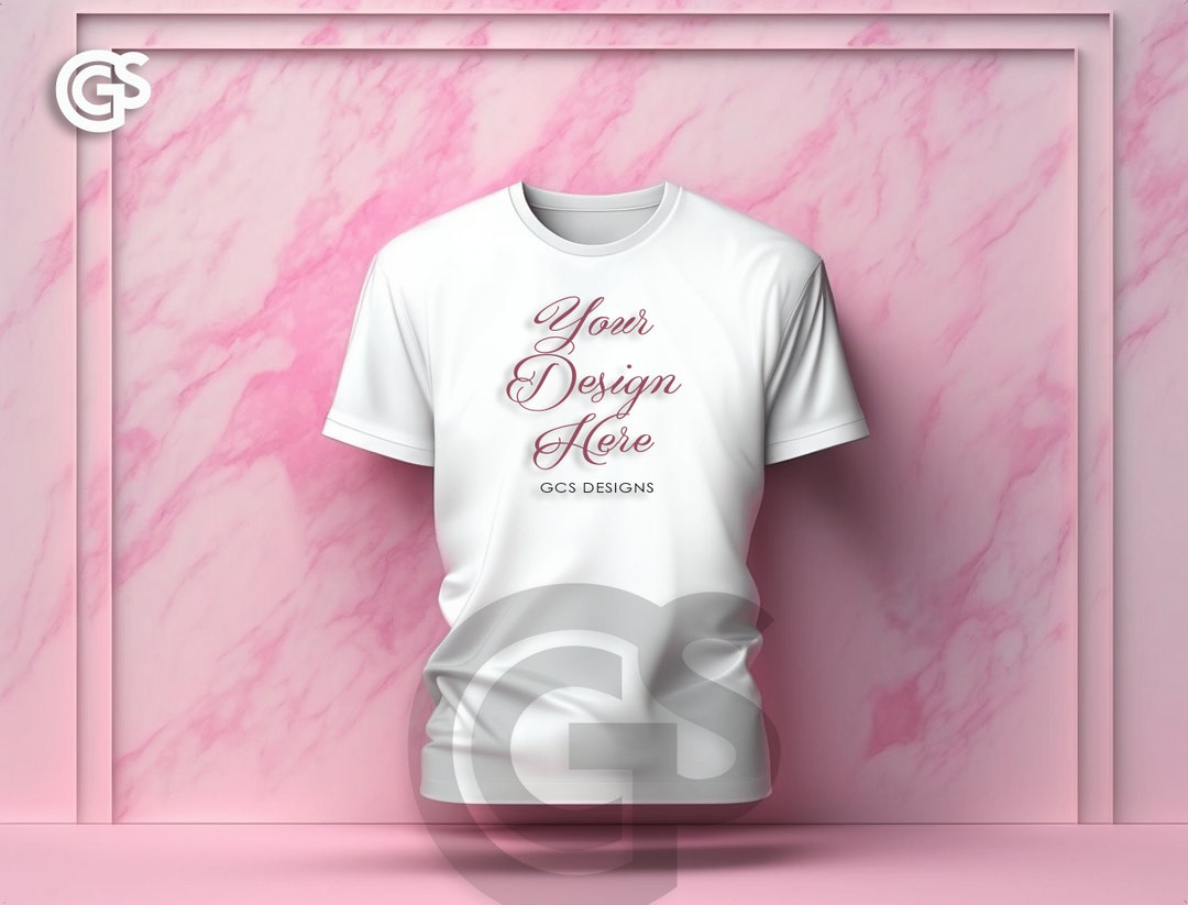 White Tshirt Mockup | Pink Marble Shirt Mockup | Digital Mockup ...
