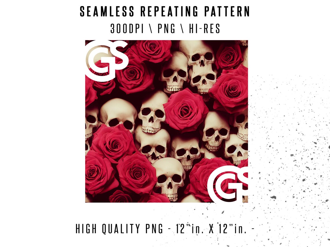Digital Paper Skulls and Flowers 5 Seamless Pattern - Etsy