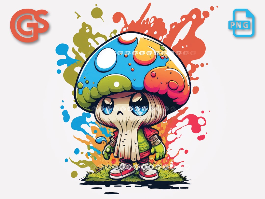 Magic Mushroom Character PNG Trippy Psychedelic Digital T-shirt Shrooms ...