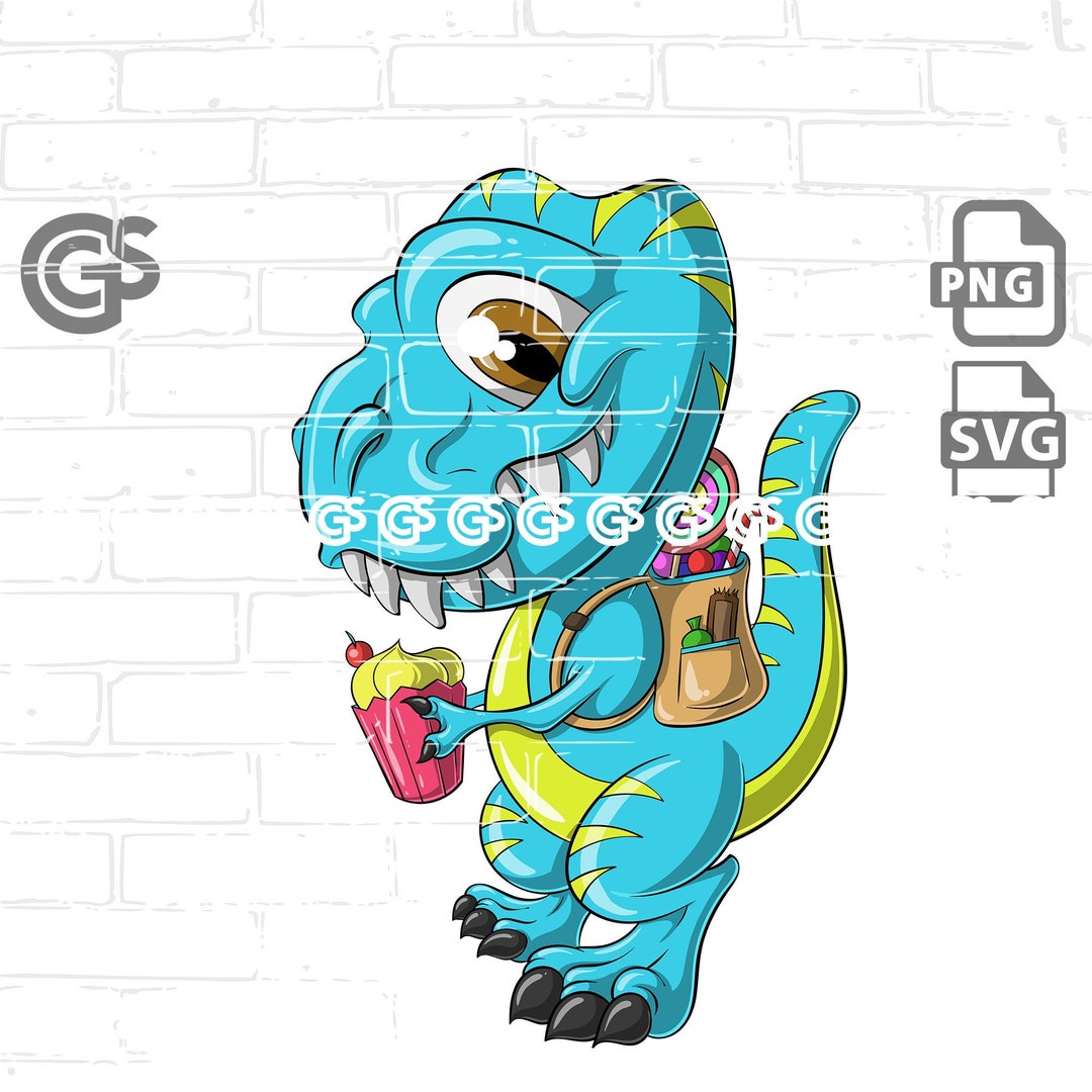 T-rex Sweet Tooth! - SVG PNG Graphic T-shirt, Cartoon Dinosaur ...