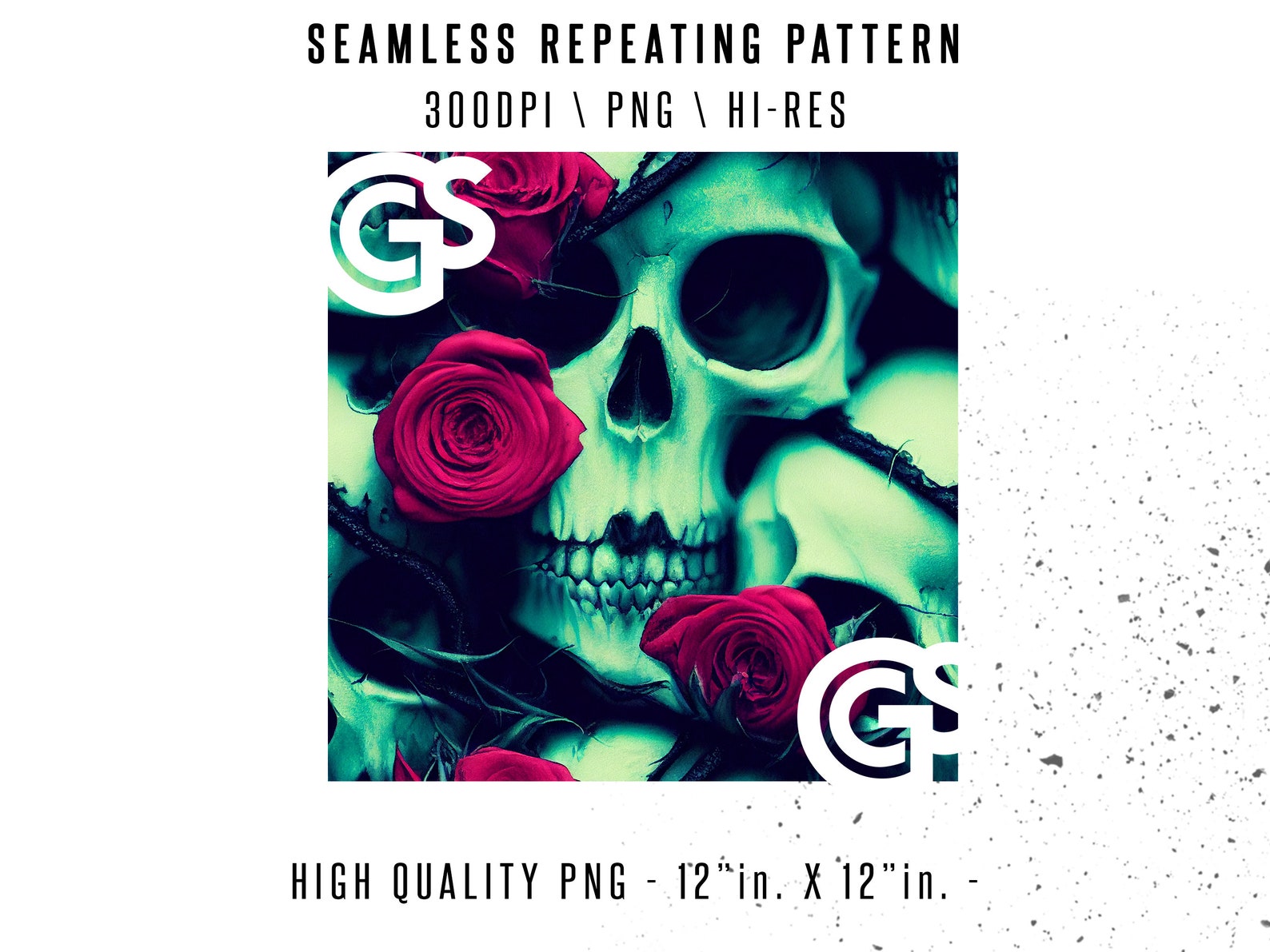 Digital Paper Skulls and Flowers 5 Seamless Pattern - Etsy