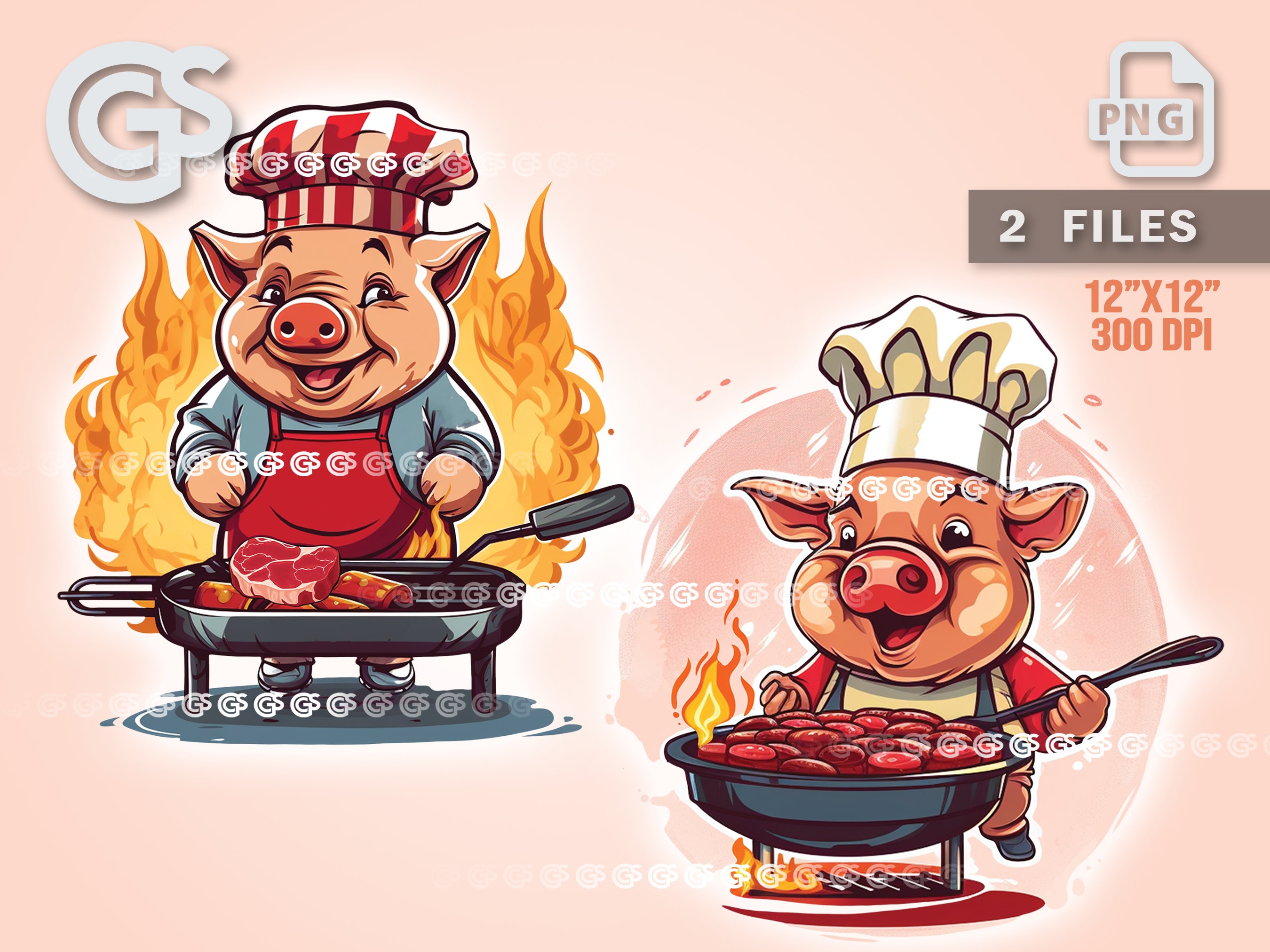 Little Pig Chef Bundle (2) PNG - Grilling T-shirt Sticker Digital File ...
