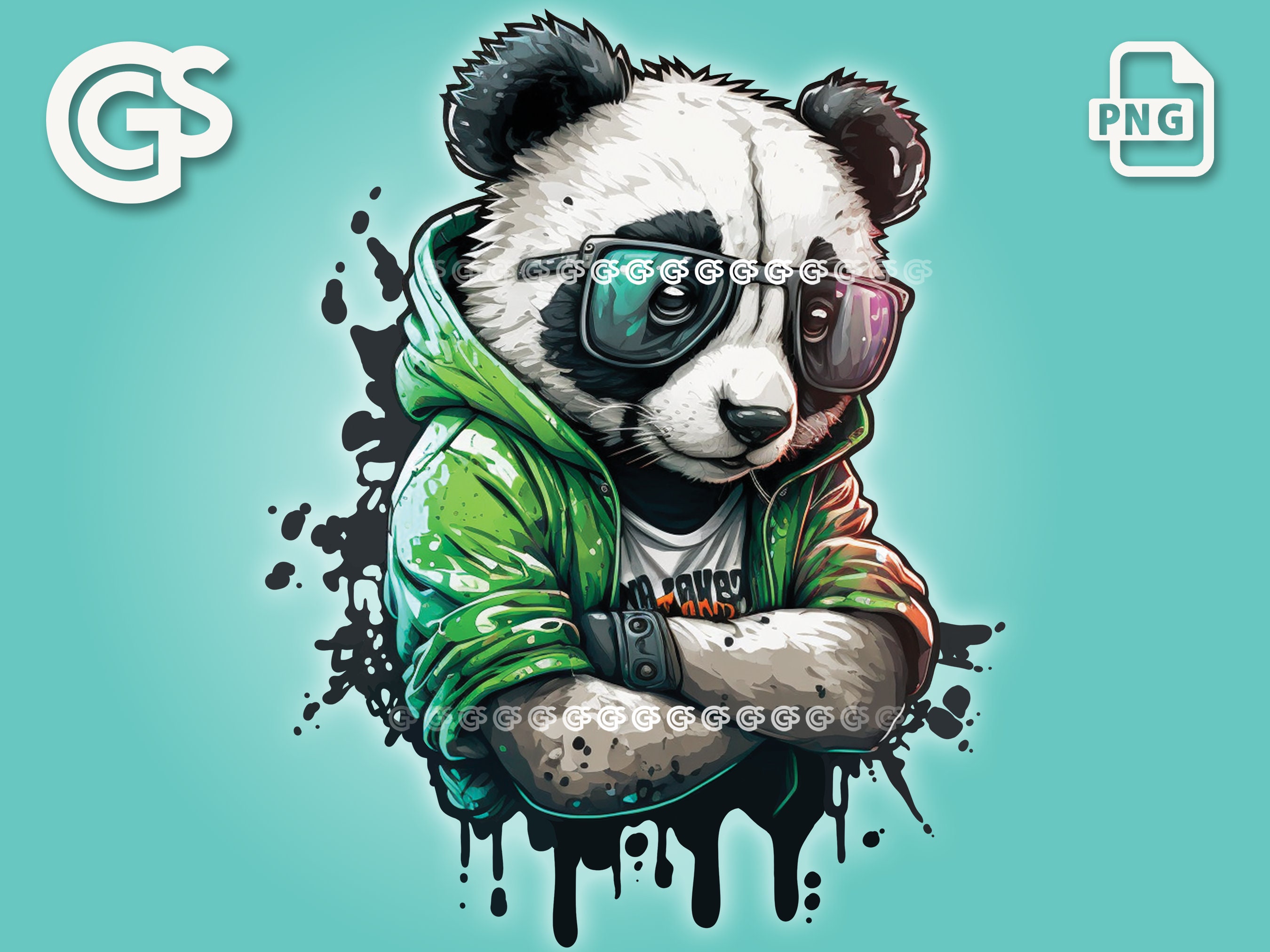 Cool Graffiti Pandas Bundle 3 PNG Bear T-shirt Sticker - Etsy Australia