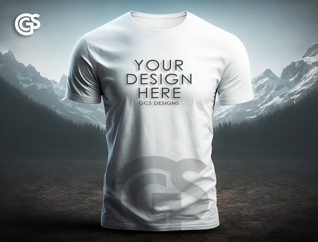 White Tshirt Mockup | Mountains Style Shirt Mockup | Digital Mockup ...