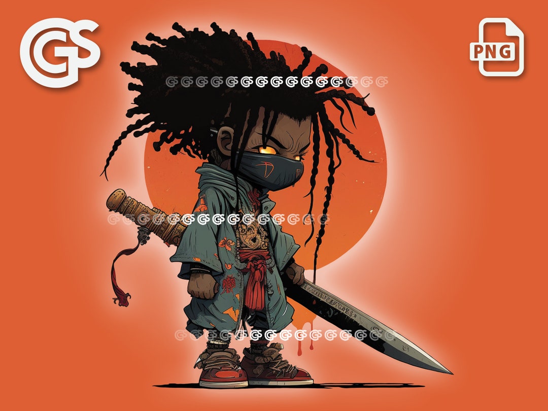 Little Black Ninja PNG | Afro Samurai Lover, Digital Download ...