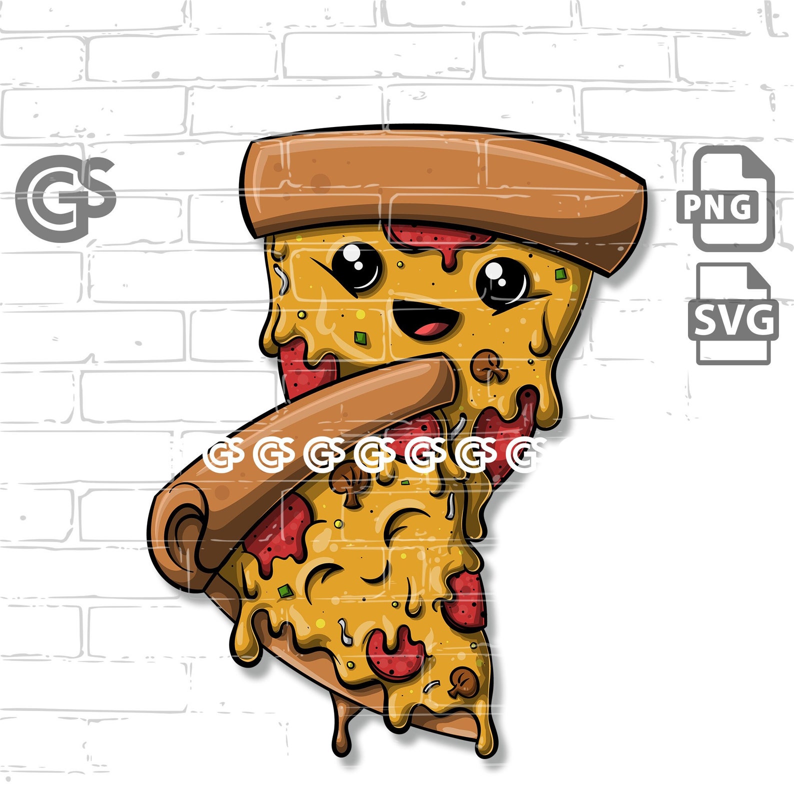 Cute Kawaii Pizza Slices - SVG PNG - Digital Download, Sublimation ...
