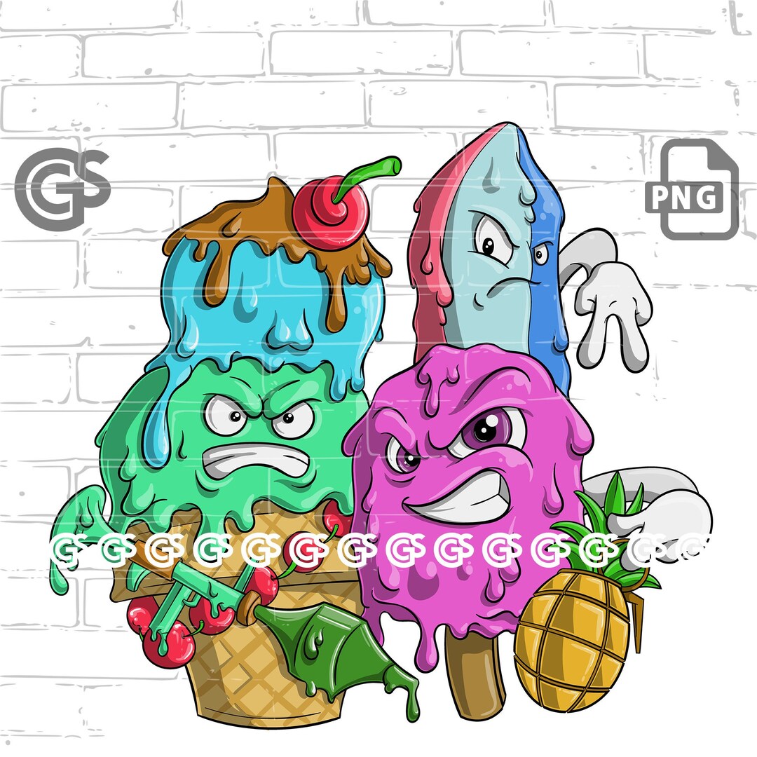 Ice Cream Gangsta Militia - SVG PNG, Graphic T-shirt Digital Vector ...