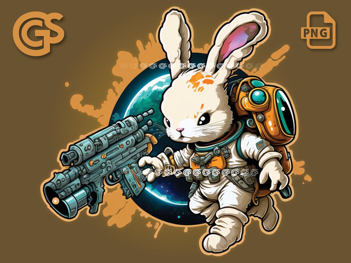 Space Bunny PNG - Astronaut Rabbit Emote T-shirt Digital File, Chibi ...