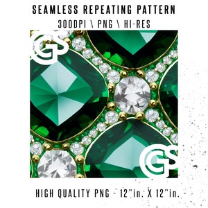 Seamless PNG Emeralds and Diamonds - Seamless Pattern Repeating Design ...