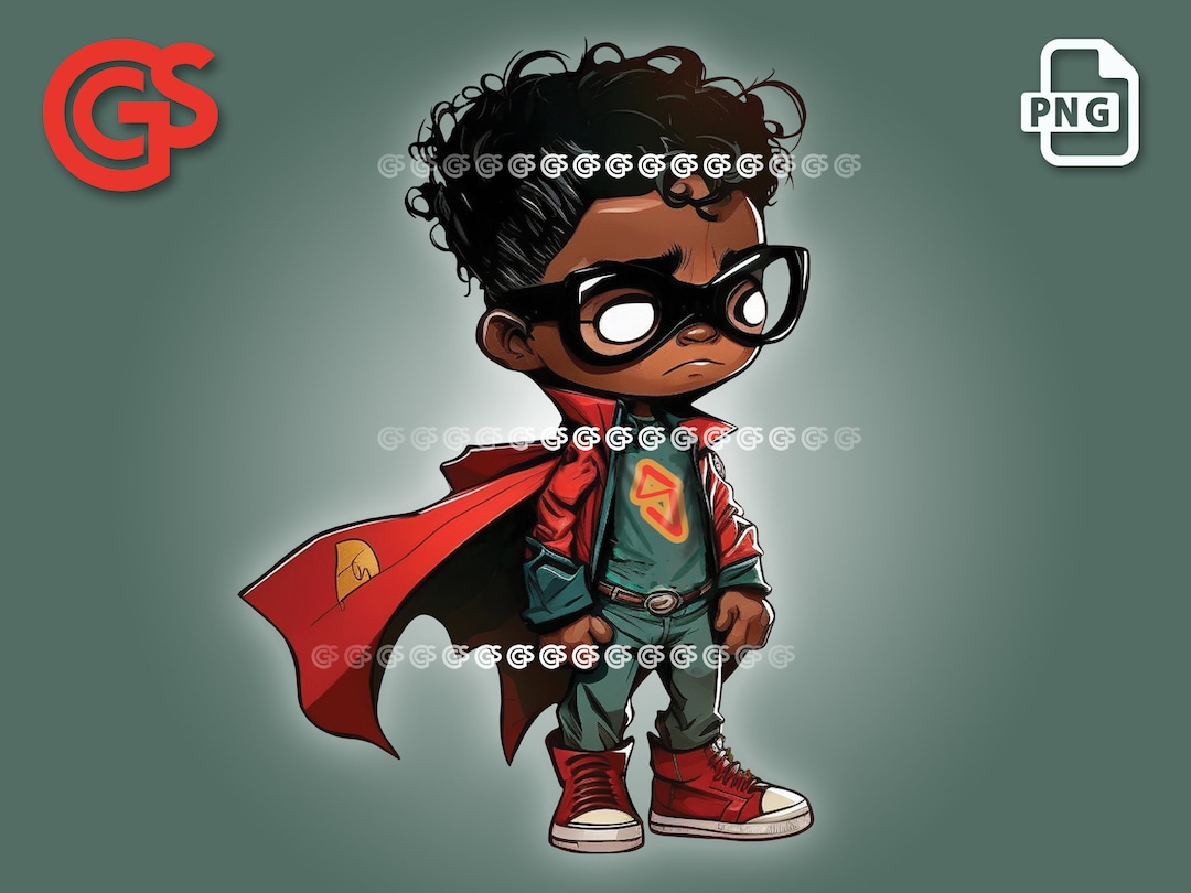 Sad Superhero Boy PNG | Afro African American King, Super Hero Tshirt ...