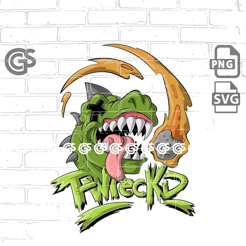 T-wreckd SVG PNG Graphic T-shirt Digital Design Cartoon - Etsy