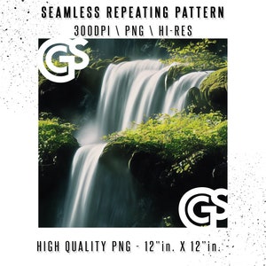 Digital Paper Waterfalls - (3) Seamless Pattern Repeating Design File, Background PNG ...
