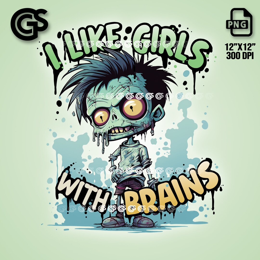 Girls With Brains Zombie PNG | Halloween Tshirt Sticker, Undead Zombies ...