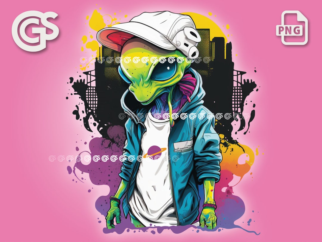 Streetwear Alien PNG V2 | Graphic T-shirt Digital File, ET Lover, Urban ...