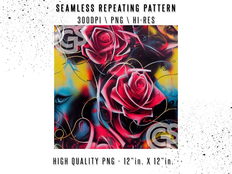 Seamless PNG Graffiti Roses Seamless Pattern Repeating - Etsy