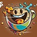 Trippy Coffee Bundle (3) PNG Psychedelic Smiley Face for Shirts & Cups ...