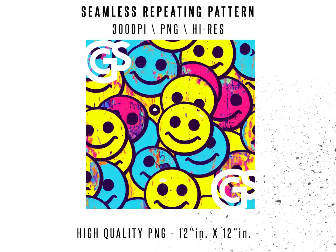 Digital Paper Smiley Faces Seamless Pattern Repeating Design - Etsy