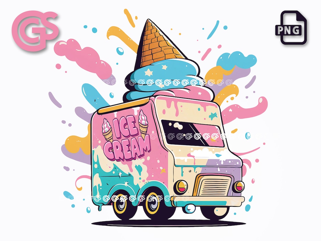 Cute Little Ice Cream Truck PNG File | Popsicle T-shirt Digital ...