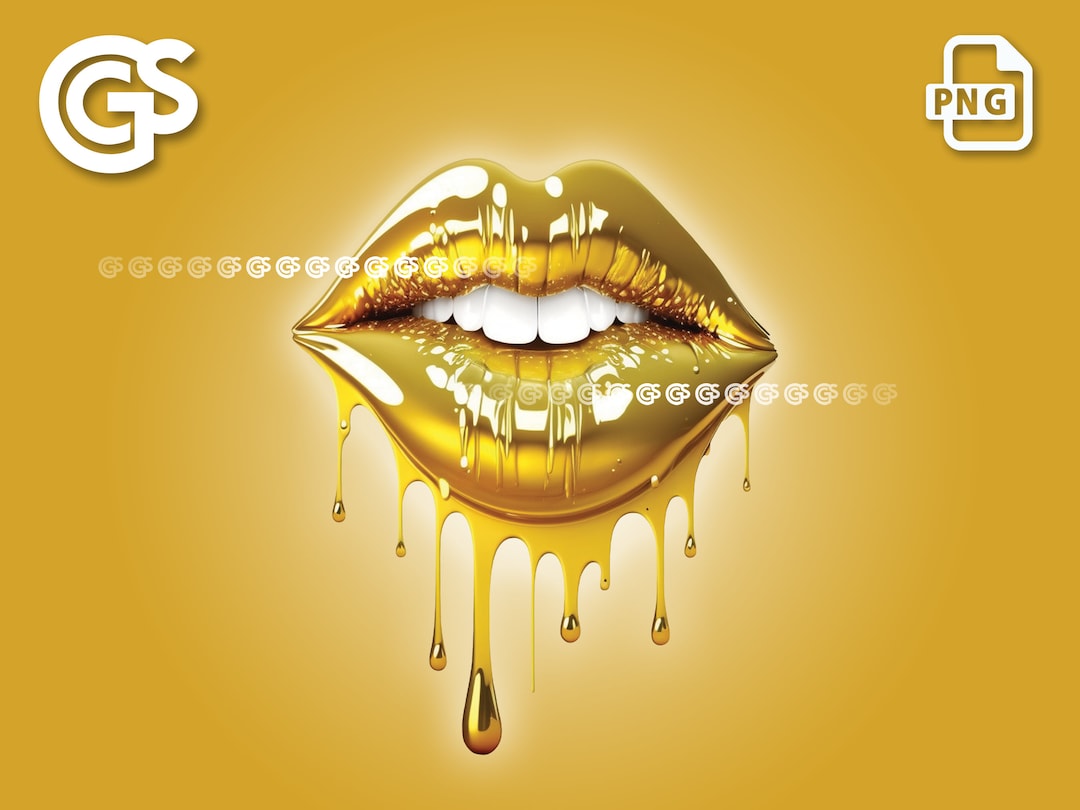 Sexy Gold Lips PNG | Dripping Graphic T-shirt Digital File, Graffiti ...