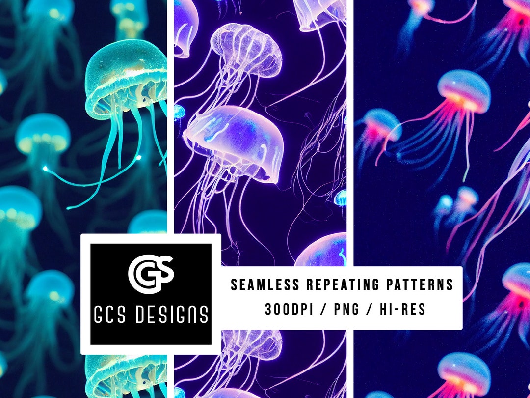 Digital Paper PNG Jellyfish - Seamless Pattern Repeating Design File ...