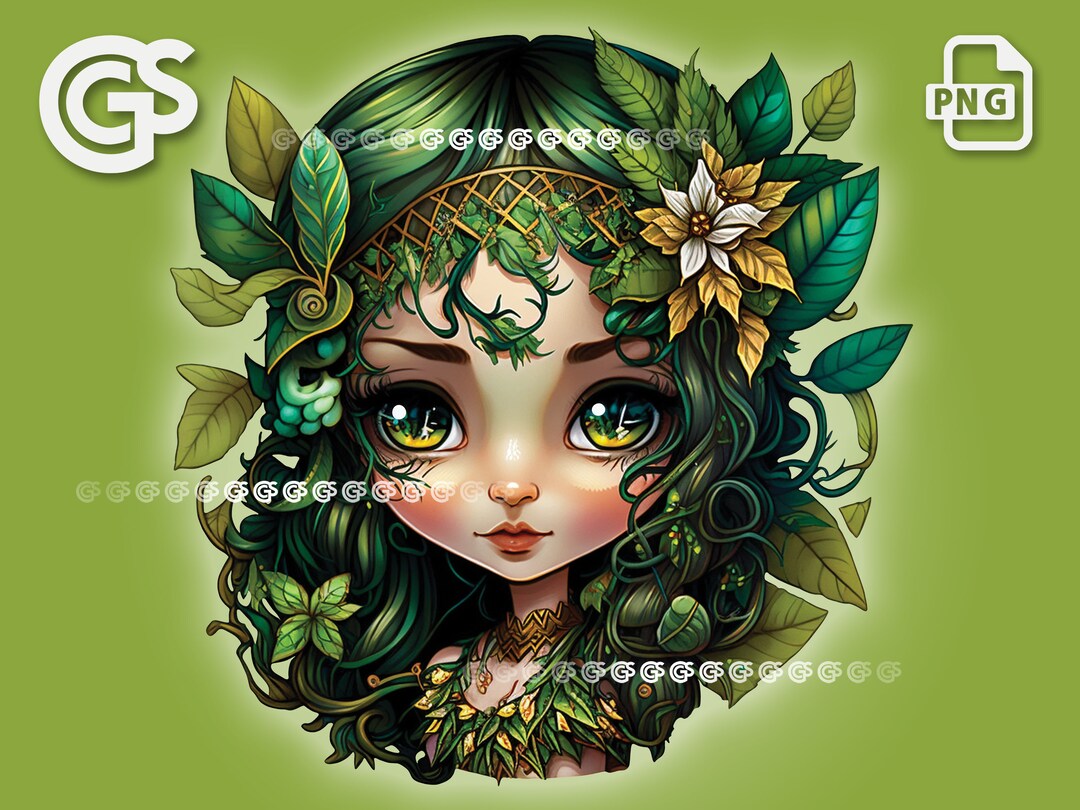 Elemental Earth Goddess PNG | Cute Girl T-shirt Sticker Digital File ...