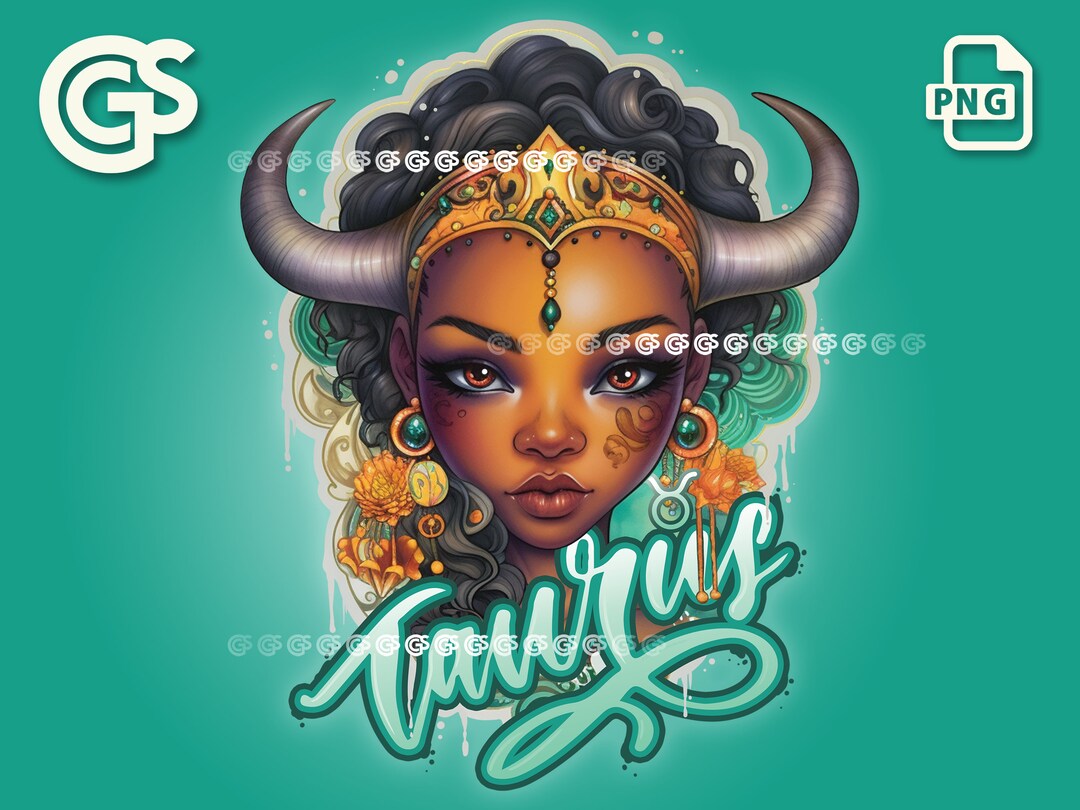 Black Taurus Girl Zodiac PNG File | Horoscope T-shirt Digital Design ...