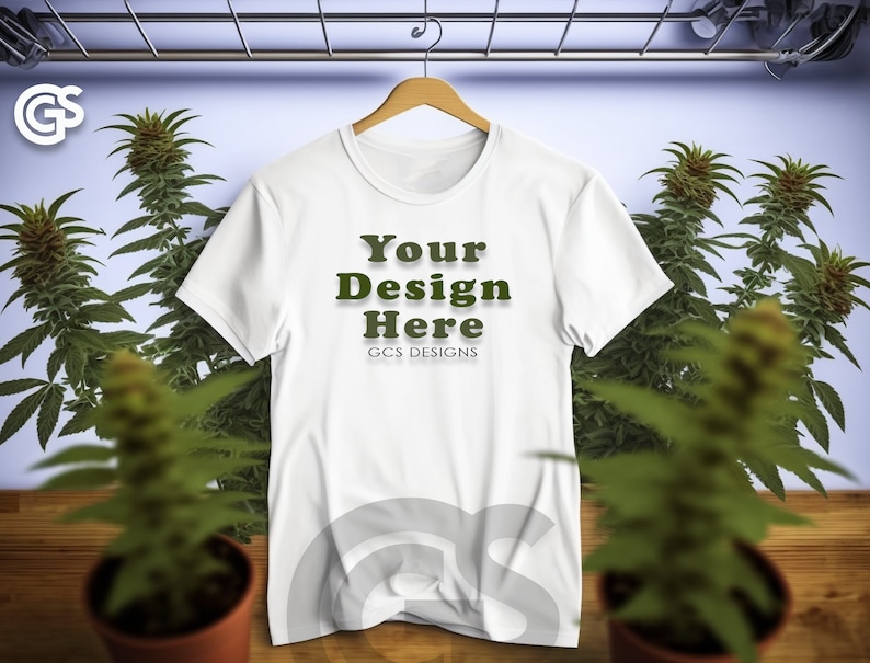 White Tshirt Mockup Cannabis Plants Weed Shirt Mockup - Etsy