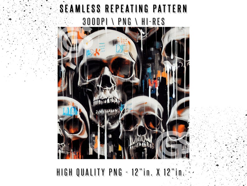 Seamless PNG Graffiti Skulls - Seamless Pattern Repeating Design File ...