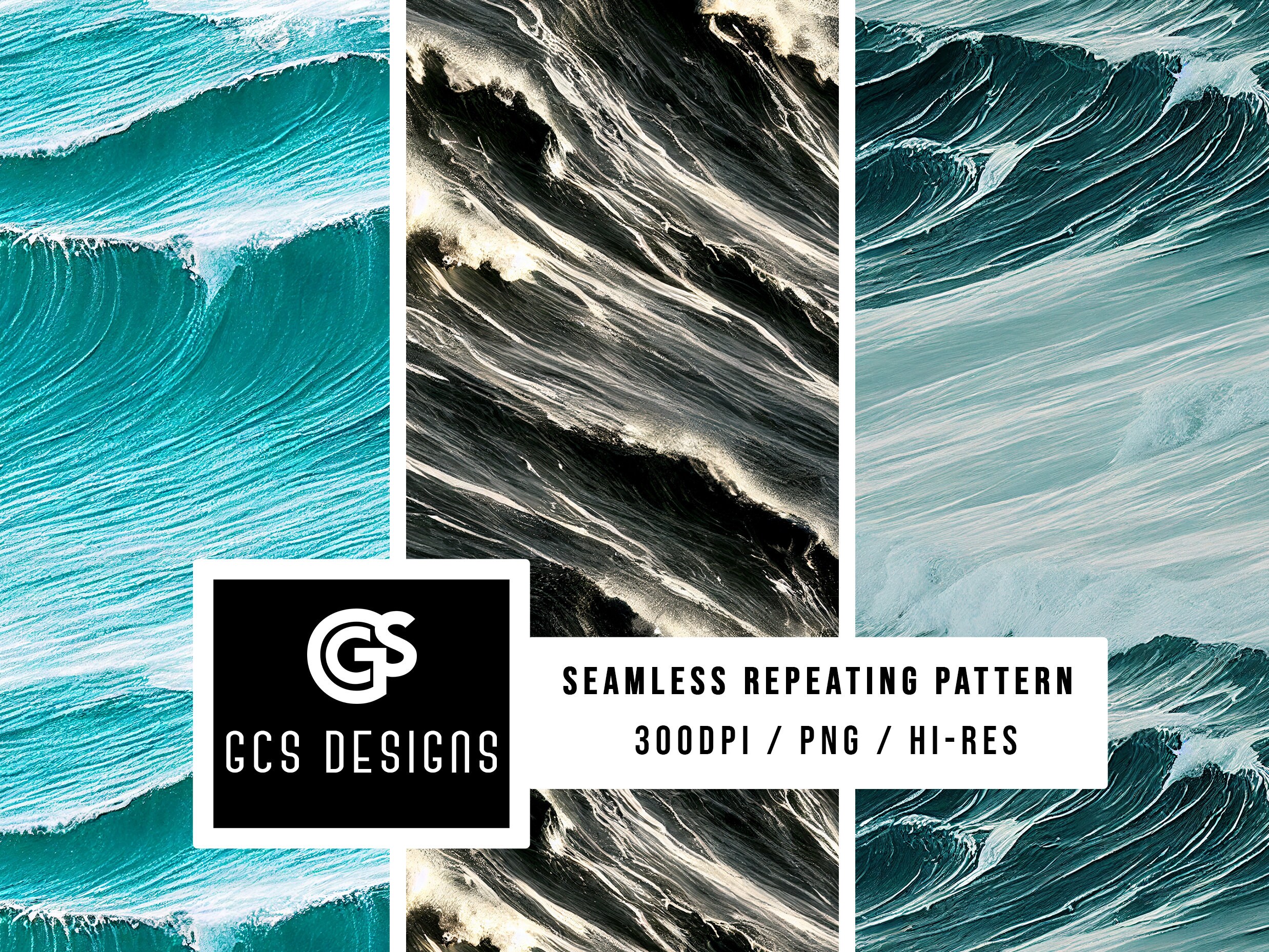 Digital Paper Ocean Waves Seamless Pattern Repeating Design - Etsy