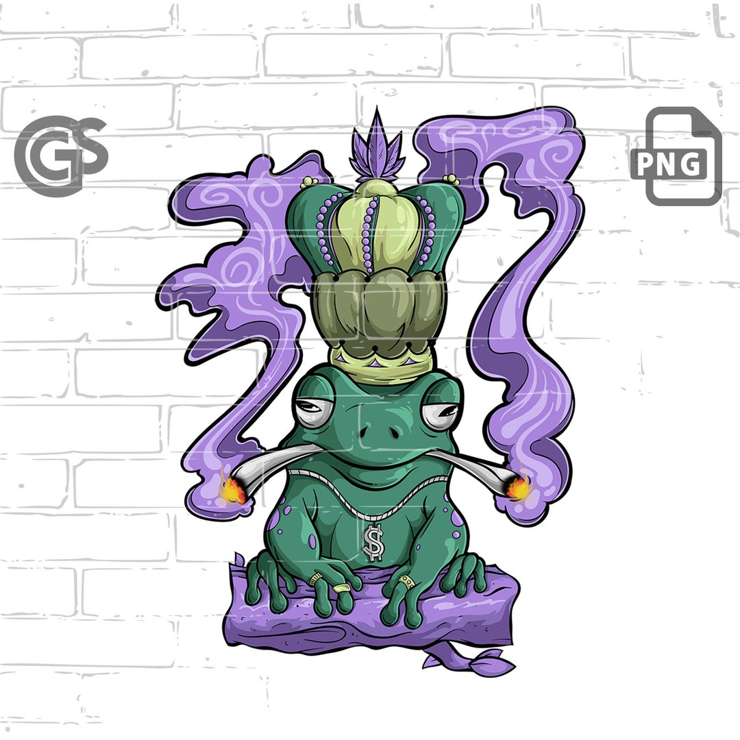 Amphibian Kush - Smoking Frog, T-shirt Digital Design, PNG, Urban ...